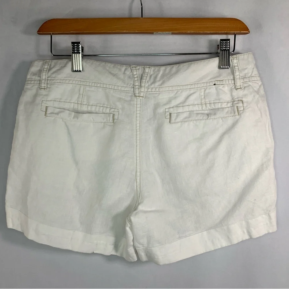 Shorts | White Linen Flat Front Casual 3 Shorts Front Pockets Banana ...
